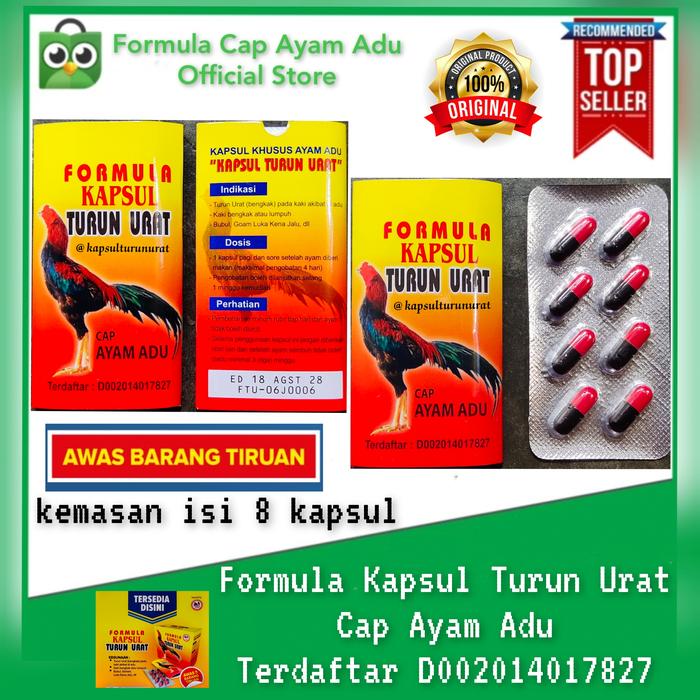 Jual KAPSUL TURUN URAT CAP AYAM ADU (KEMASAN BARU) harga per strip 8 ...