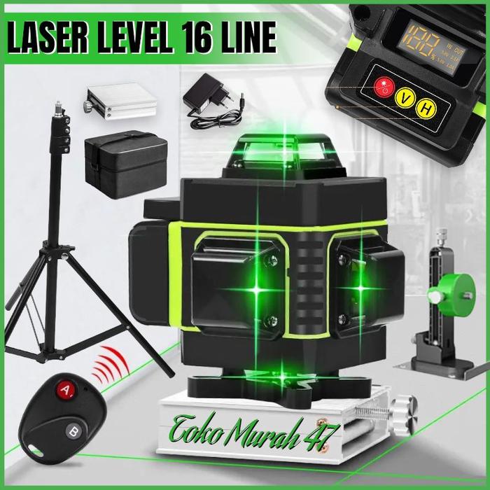 Jual Laser Level 16 Line Set Hilda 4D Remote Tripod Laser Leveling ...