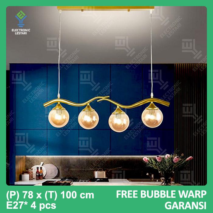 Jual Lampu Gantung Ruang Makan Minimalis Modern Hitam Panjang 4 Kaca Emas 2 - D - Jakarta Barat ...