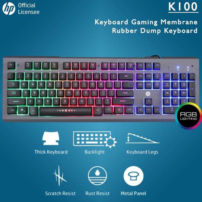 Jual Keyboard Gaming HP K100 - Multimedia Keyboard / Membrane Keyboard ...