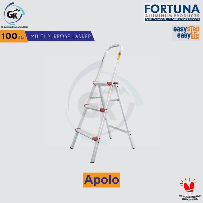 Jual Tangga Lipat Aluminium Fortuna Apollo 3 Step Premium Ladder 130 CM ...