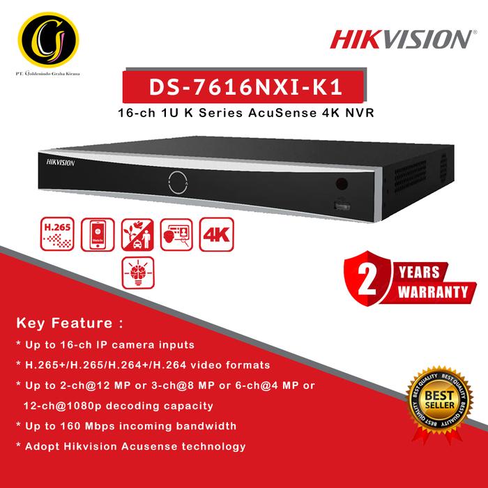 Jual HIKVISION DS-7616NXI-K1 NVR 16Channel AcuSense 4K Face Detection - Jakarta Barat ...
