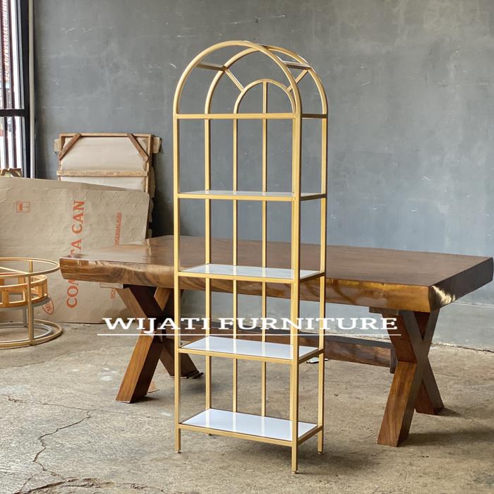 Jual Rak Hias Kaca Lemari Kaca Pajangan Rak ambalan Kaca Besi Gold ...