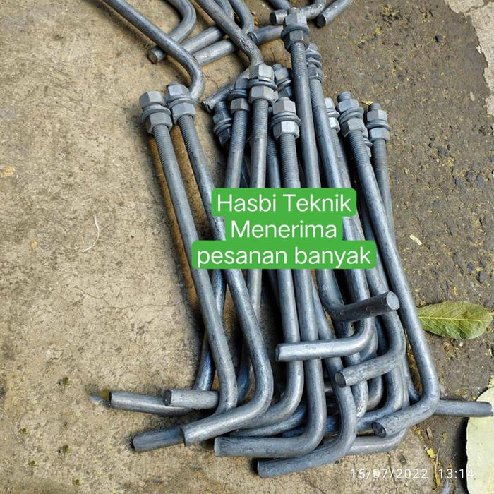 Jual ANGKUR L BETON HDG / M16 x 30CM + 2MUR + 2RING (HOTDIP GALVANIS ...