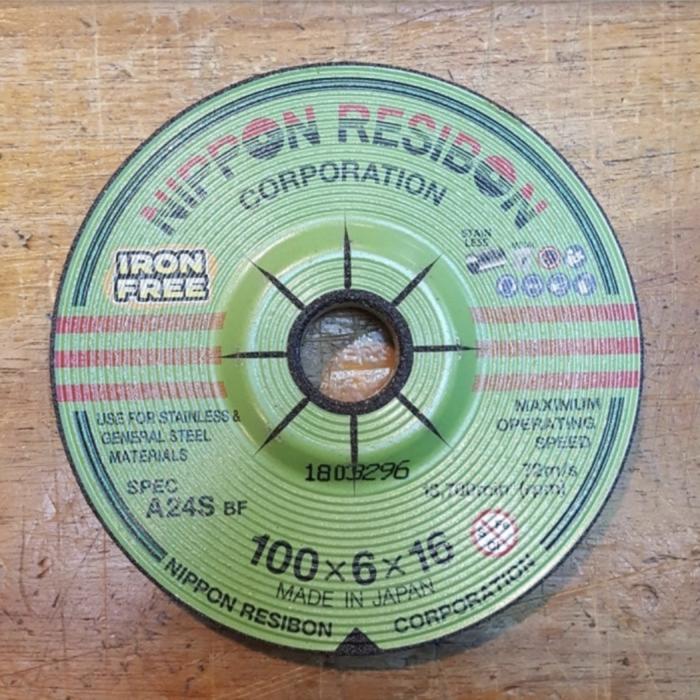 Jual Nippon Resibon Grinding Wheel A 24 S BF 4×6 (100×6)/ Iron Free ...