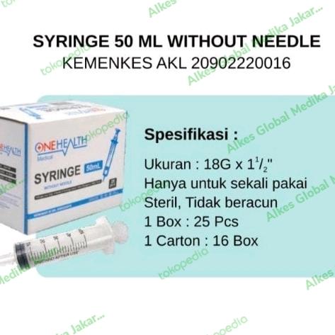 Jual Spuit Syringe 50ml OneHealth Without Needle - Jakarta Selatan ...