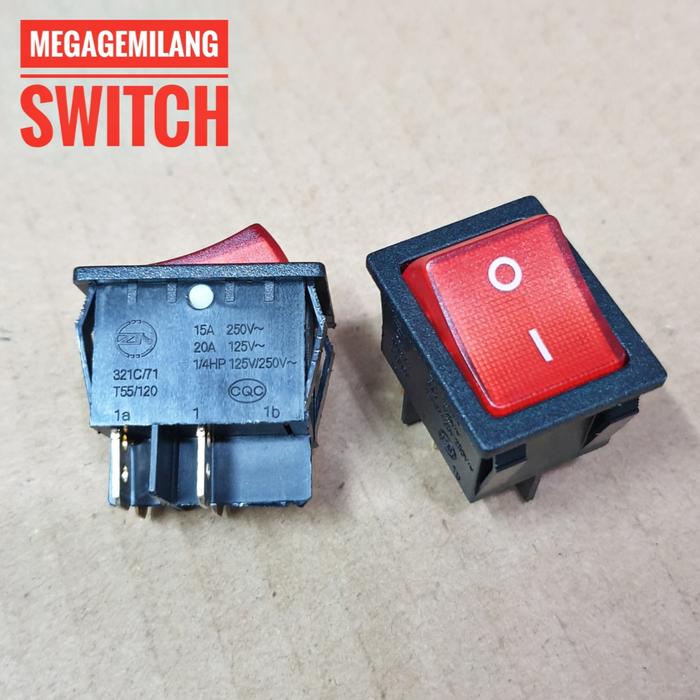 Jual Rocker switch Power switch Saklar kotak besar 4 pin - ZN merah ...