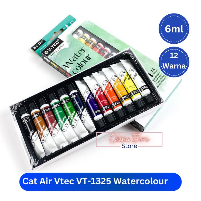 Jual V-Tec Watercolour VT-1325 Tube 6ml 12 Warna / Cat Air Vtec Water ...