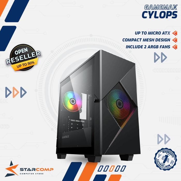 Promo Gamemax Cyclops Black Red M-ATX PC Case Include ARGB Fan Cicil 0% ...