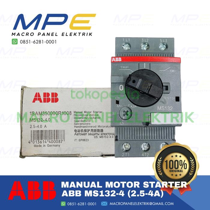 Jual Manual Motor Starter ABB MS132-4 2,5-4A 100kA / Thermis ABB MS 132-4 - Jakarta Pusat ...