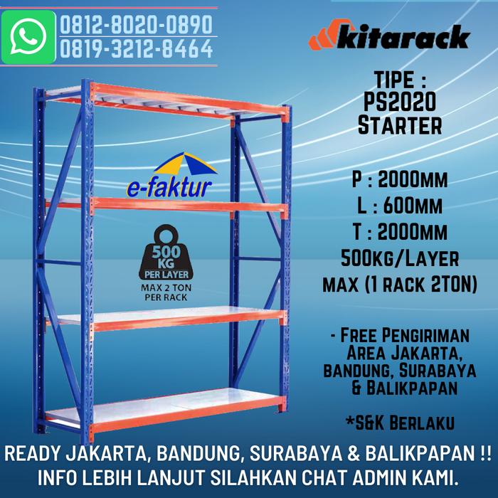 Jual WAREHOUSE RACK KITARACK MEDIUM DUTY PS2020 2 METER RAK GUDANG 4 ...