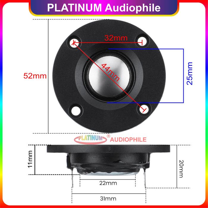 Jual Tweeter 2 Inch 4 Ohm 25mm Titanium Silk Dome Neodymium Tweter ...