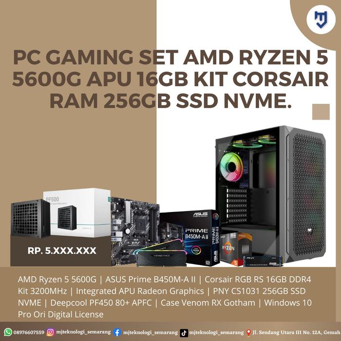 Jual PC Gaming Set AMD Ryzen 5 5600G APU 16GB Kit RAM 256GB SSD NVME ...
