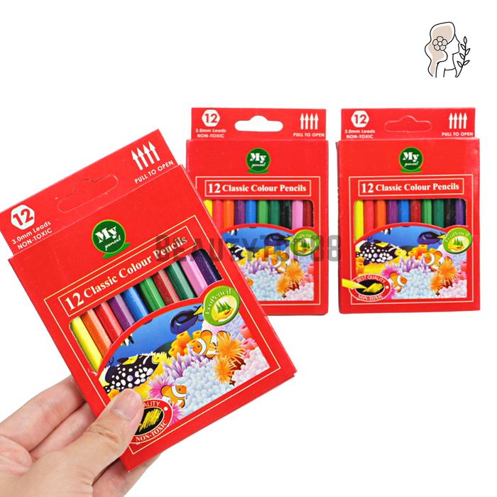 Jual Pensil 12 Warna Pendek Mini MY PENCIL / Classic Coloring Set Anak ...