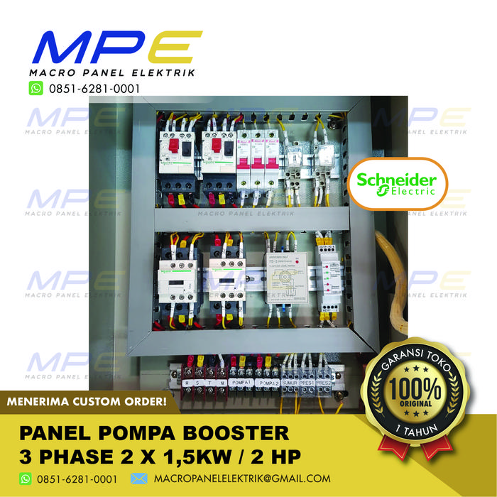 Jual Panel Pompa Booster 3 Phase 2 x 1,5 kW / 2 HP / Panel Booster Pump ...