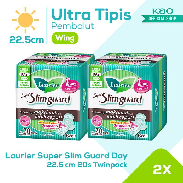 Promo Laurier Super Slimguard Day 20s Twinpack - Pembalut Wing 22.5cm - - KAO Official Store ...