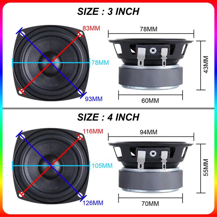 Jual Speaker 3 Inch 4 Inch Fullrange Mid Bass Hifi Full Range Mid ...