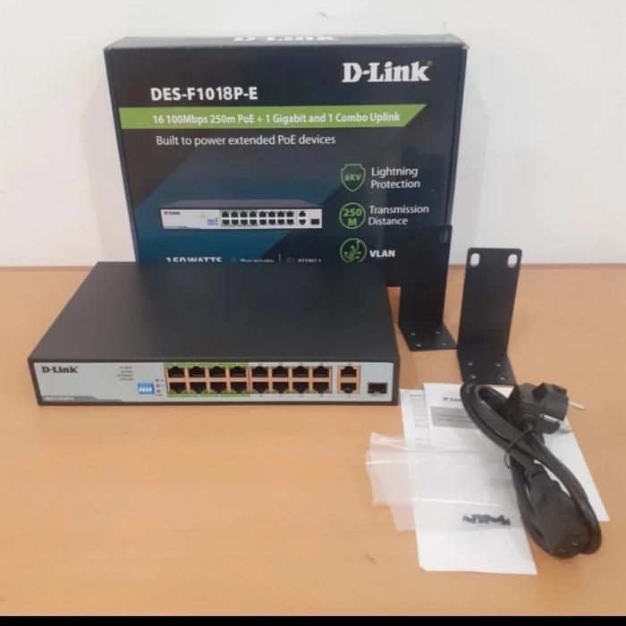 Jual SWITCH HUB POE D-LINK 18 port DLINK 16 ch poe +2 port gigabite ...