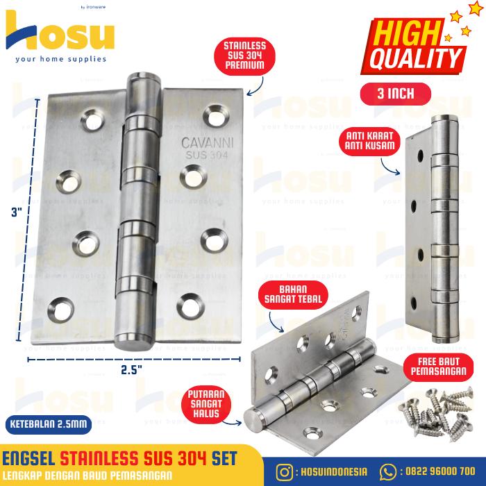 Jual Engsel Stainless 304 Tebal Engsel Pintu Jendela Lemari 2 3 4 5 ...