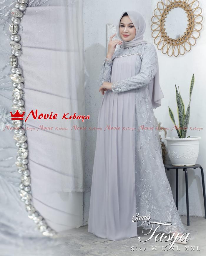 Jual Baju Gamis Muslim Wanita TASYA Warna Pink - Grey, XXL - Kota Depok ...