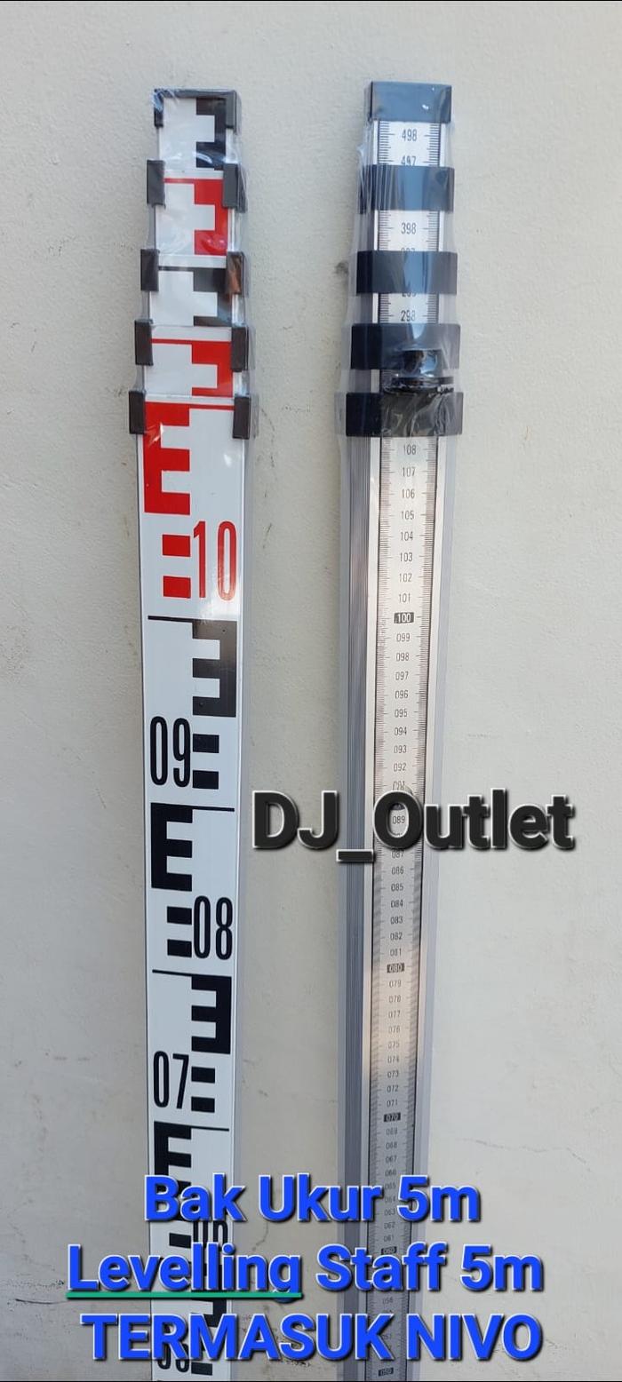 Jual Rambu Mistar Bak UKUR 5 Meter Levelling/Aluminium Staff 5m + Nivo ...