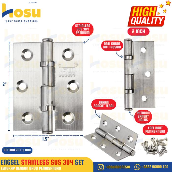 Jual Engsel Stainless 304 Tebal Engsel Pintu Jendela Lemari 2 3 4 5 ...