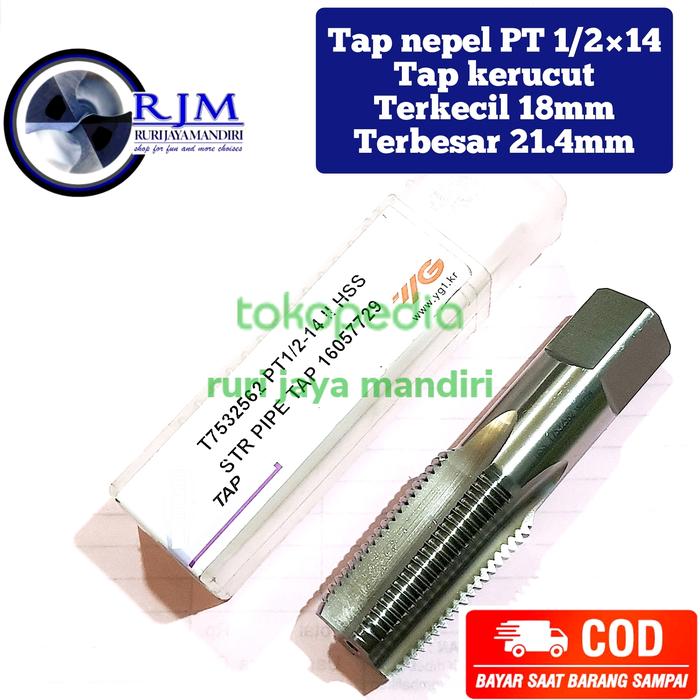 Jual tap nepel tap pipa tap kerucut tap taper PT 1/2 x 14 bukan tap NPT ...