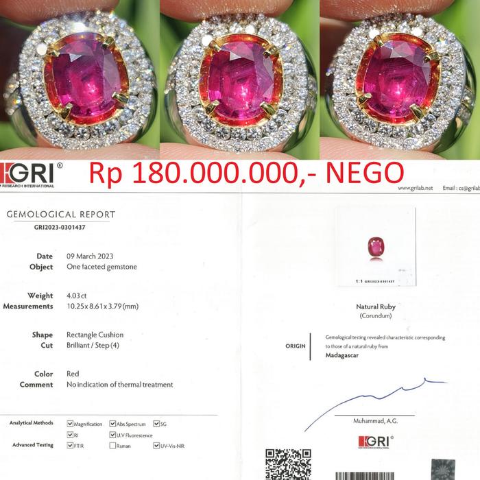 Jual Natural HQ Batu Eye Clean Red Ruby Madagascar No Heated 4.03 Cts - Jakarta Timur - The ...