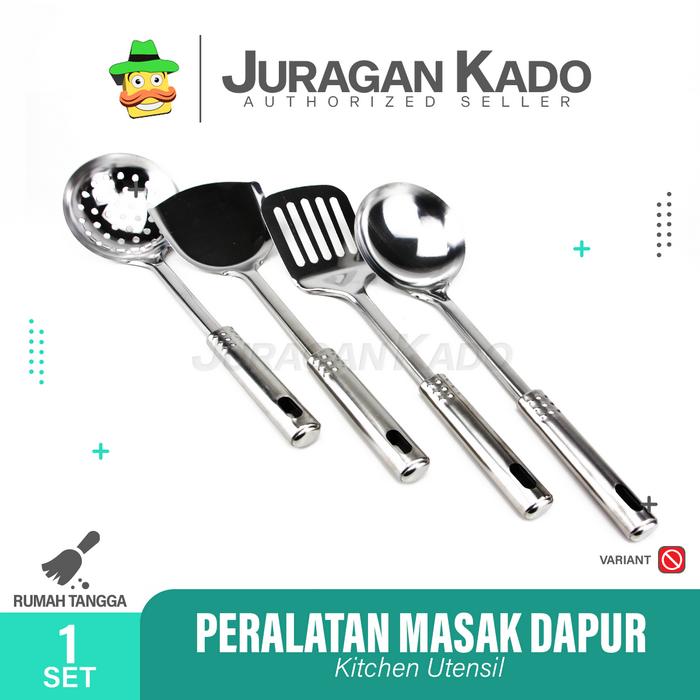 Jual SPATULA STAINLESS STEEL SET GAGANG 4 in 1 PERALATAN MASAK DAPUR ...
