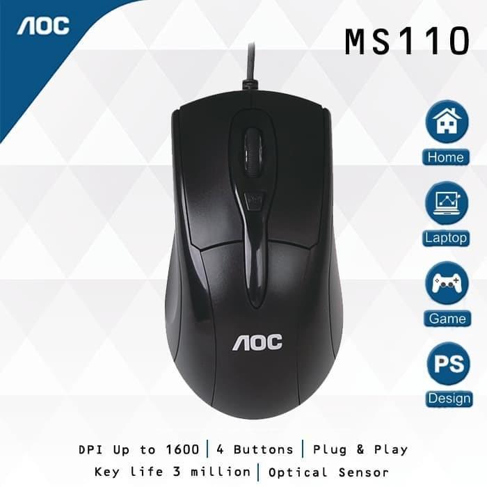Promo AOC MS110 Mouse Office Gaming USB-1600 DPI [GARANSI RESMI 1 TAHUN ...