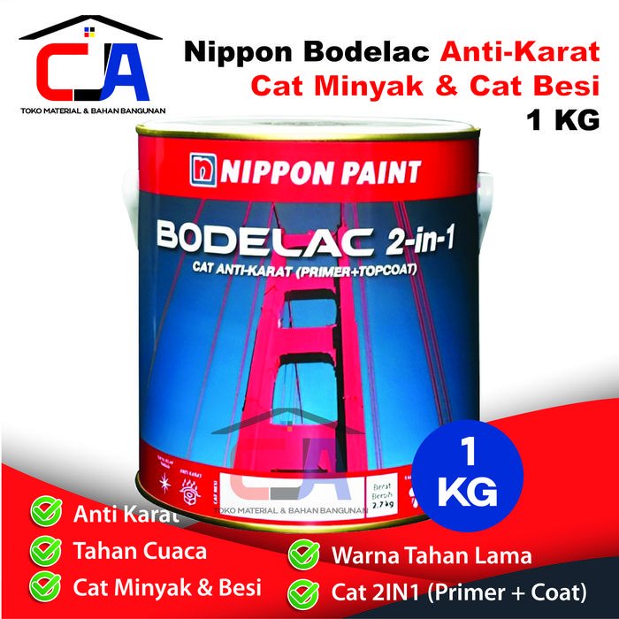 Jual Nippon Bodelac Gloss Cat Minyak Besi Kayu 2IN1 ANTI KARAT 1 L Black - Putih - Jakarta Utara ...