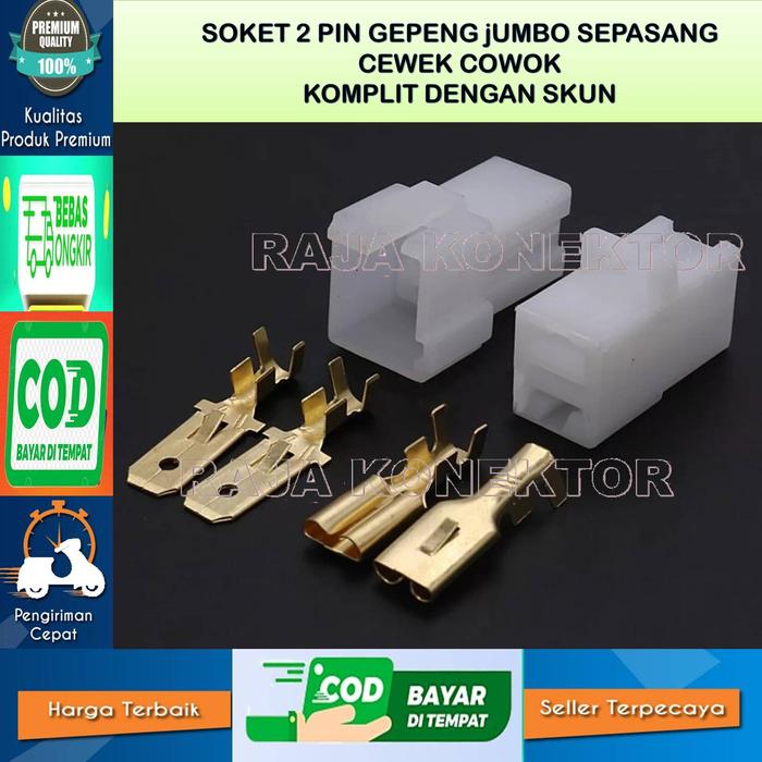 Jual soket 2 pin jumbo / soket Fusibling sepasang 2 pin/socket arus ...