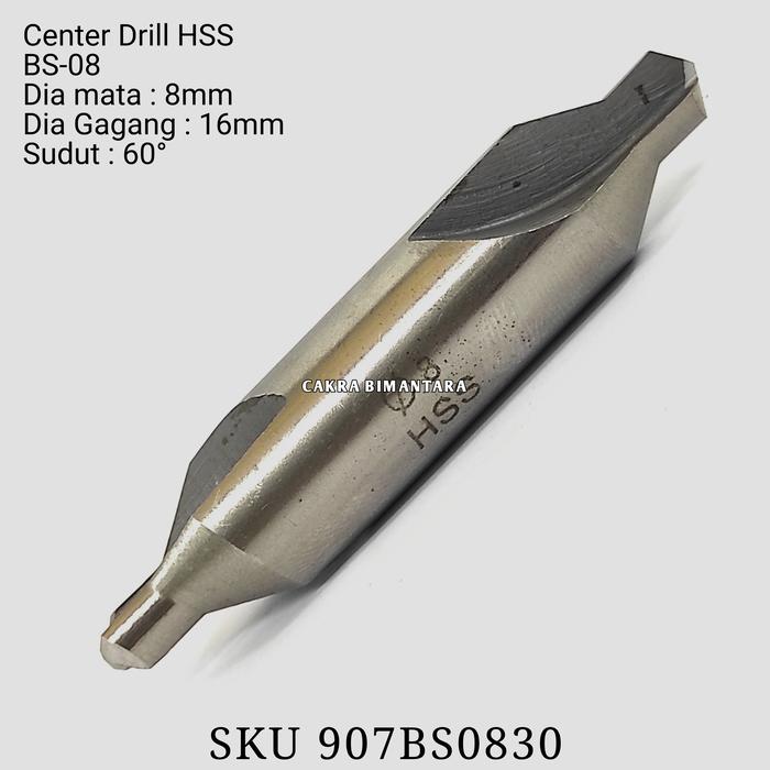 Jual Center drill HSS BS08 CD 8mm as 16mm mata bor 16 awalan 8 mm bubut ...