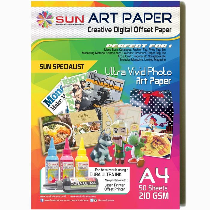 Jual SUN KERTAS ART PAPER A4 150 GSM (ISI 100 LEMBAR) - 210 gsm A4 ...