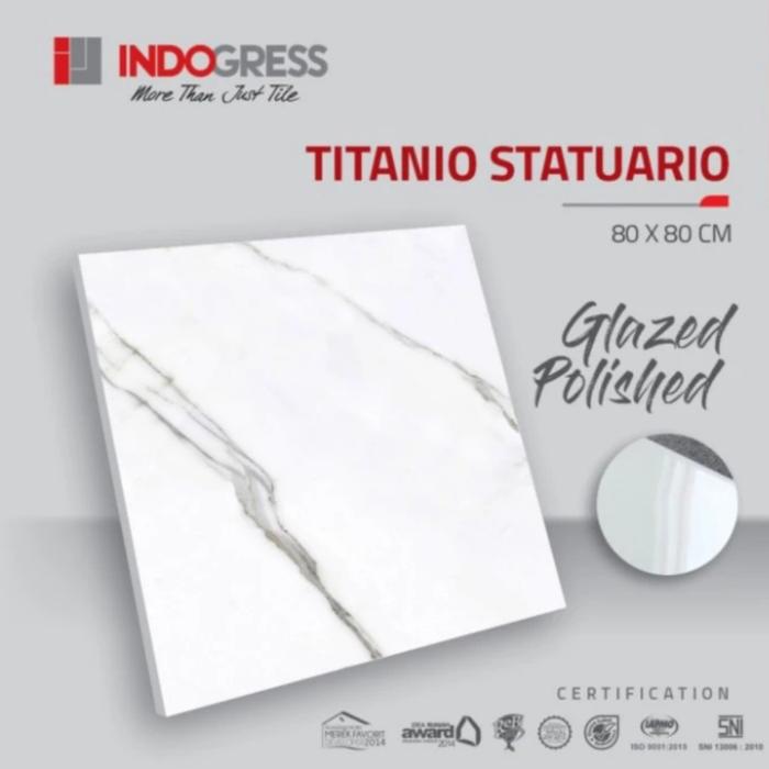 Jual Granit Indogress 80x80 Lantai/Dinding Titanio Statuario Glazed ...