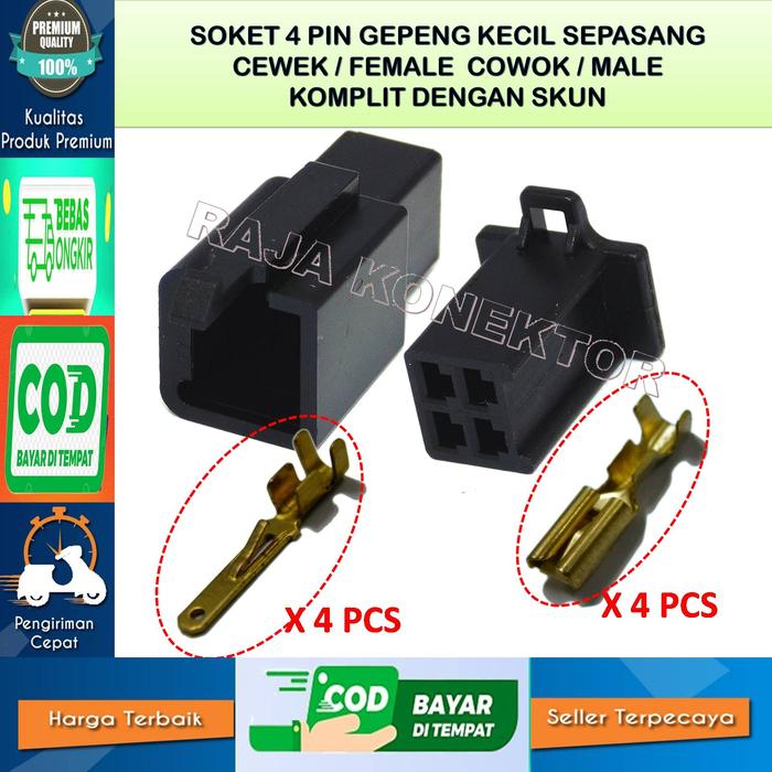 Jual SOKET SOCKET KONEKTOR KABEL 4 PIN KECIL MOTOR MOBIL MALE FEMALE ...