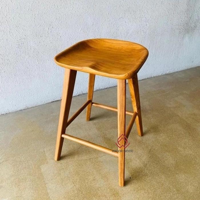 Jual Kursi Bar Stool Tinggi Minimalis Kayu Jati Asli Solid - Kab ...