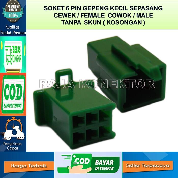 Jual soket 6 pin / socket 6 pin / soket kabel 6 pin male female HIJAU - Jakarta Pusat - Raja ...