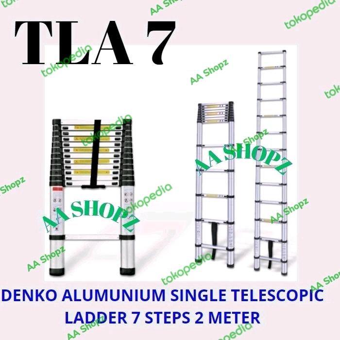 Jual TANGGA DENKO ALUMUNIUM SINGLE TELESKOPIK LADDER 7 STEPS 2METER TLA ...