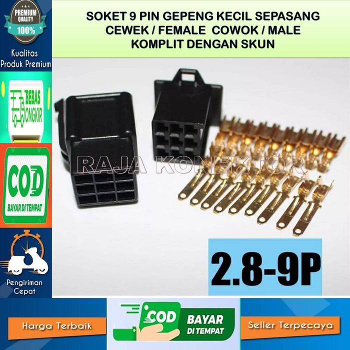 Jual SOKET SOCKET KONEKTOR KABEL 9 PIN KECIL MOTOR MOBIL MALE FEMALE ...