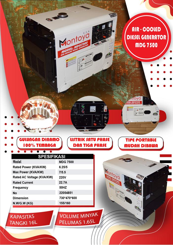 Jual Genset silent 5 kva solar 5000 watt 7 kva diesel generator MONTOYA ...