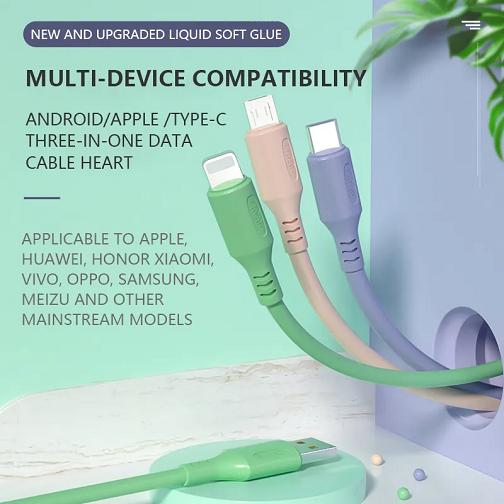 Jual Kabel Data 3 in 1 Fast Charging USB 5V 3A IOS+ Micro USB + Type C ...