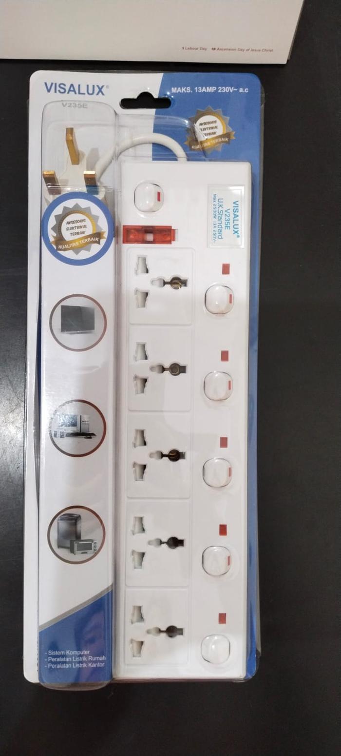 Jual Visalux V235E Kabel Extension 5 port 2.5M Max 13A 230V - Kota ...