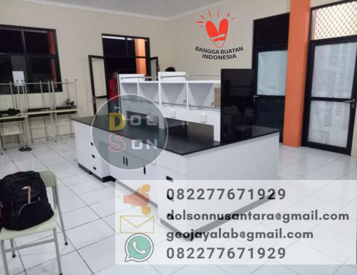 Jual Island Bench Laboratorium Meja Tengah Lab 2400 HPL SS Kran Drying ...