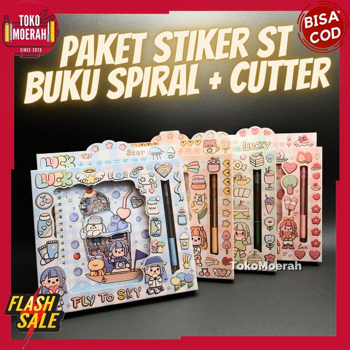 Jual PAKET STIKER ST BUKU STIKER SPIRAL CUTTER PEN STICKER MURAH SET ...