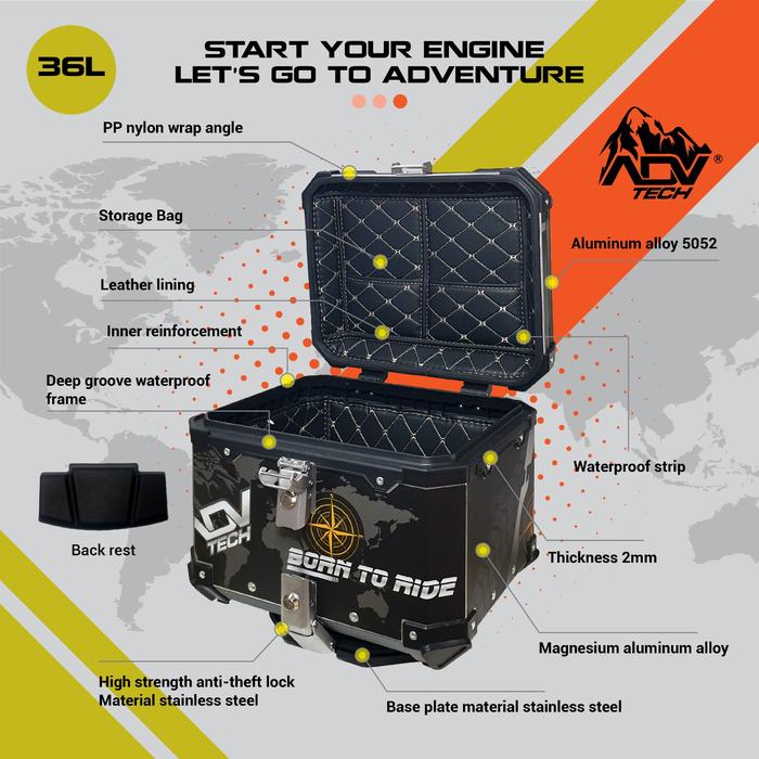 Jual Top Box Tail Box Motor Touring Aluminium Pannier 36Lt 4ADV ...