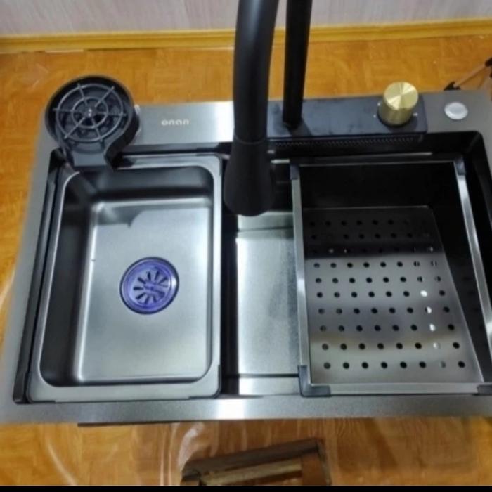Jual kitchen sink onan 7546 black stainless 1lobang besar/bak cuci ...