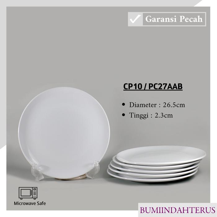 Jual Piring makan keramik ceper putih polos 6pcs 25cm(CP10) by indo ...