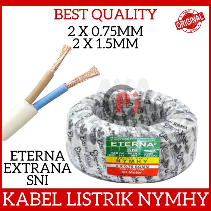 Jual Kabel Listrik Serabut NYMHY 2 x 0.75 / 2 x 1.5 mm SNI ETERNA EXTRANA - 2x0.75mm - Kota ...