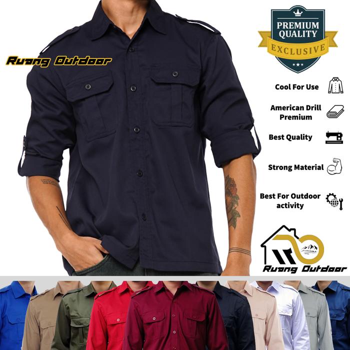 Jual Baju Kemeja PDL PDH Hitam Lengan Panjang Lapangan Gunung Dinas ...